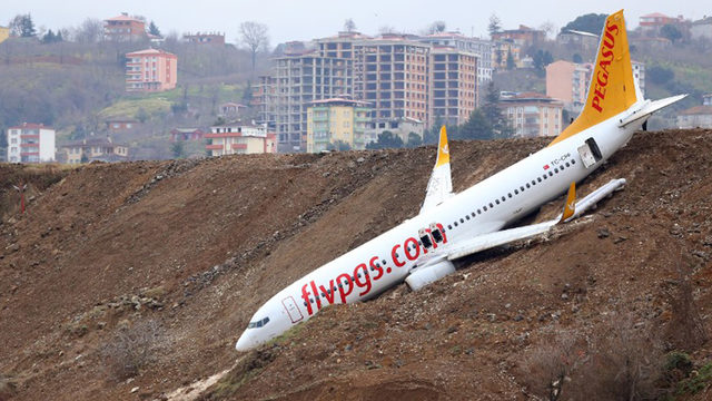 Must-see: Passenger jet skids off runway, gets stuck on edge of cliff ...