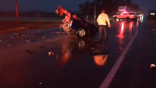 Car split in half in violent car crash that leaves 1 dead, multiple ...